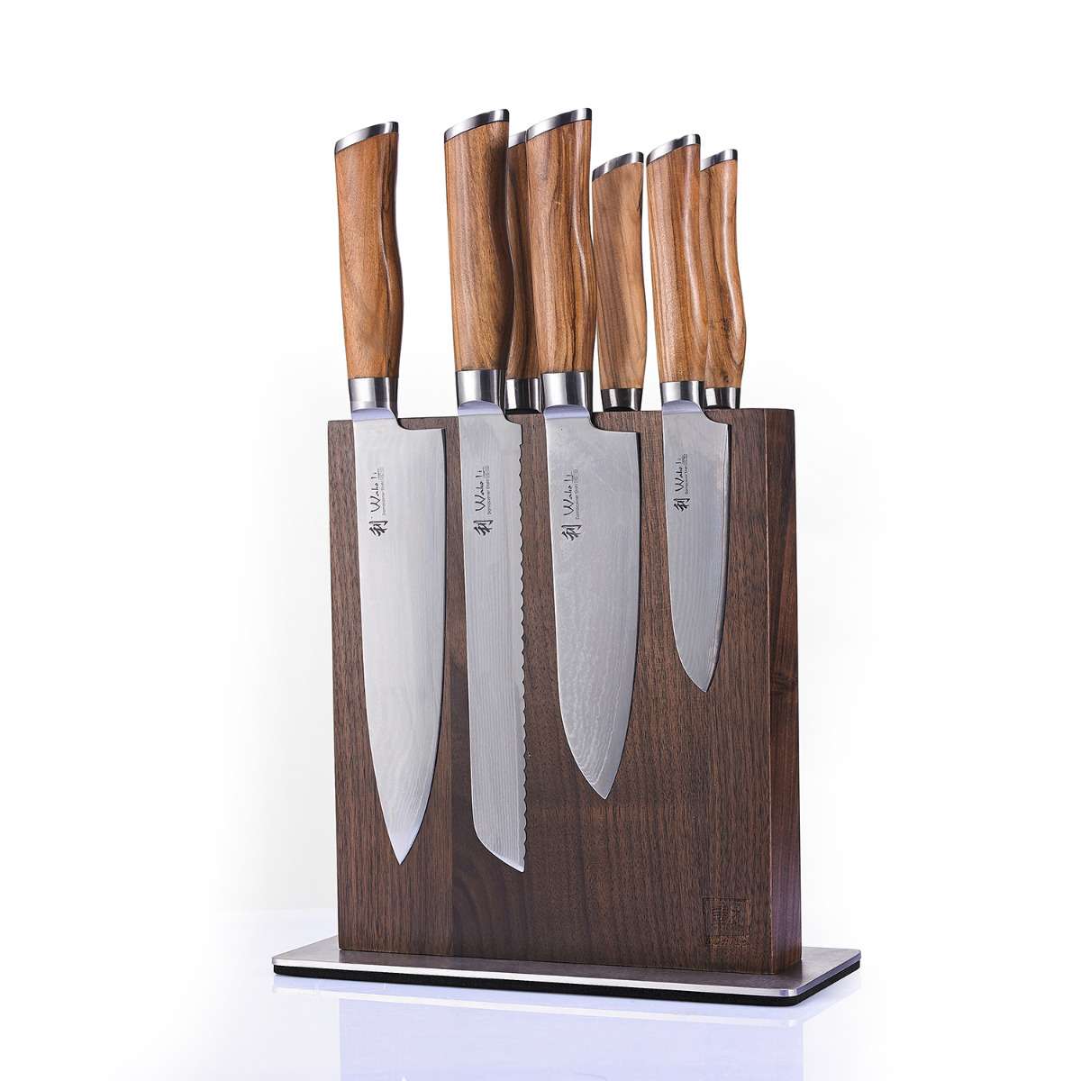 Zayiko hochwertiger magnetischer Messerblock Nussbaum massiv für bis zu ...